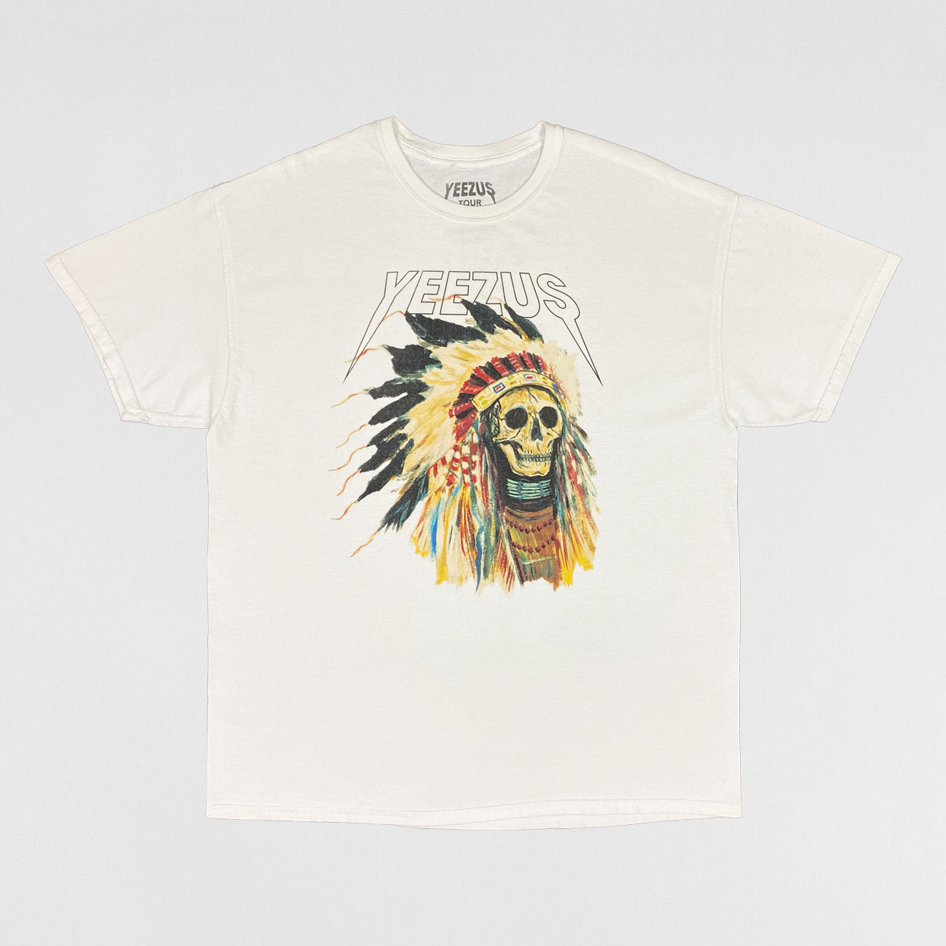 Yeezus Tour 2013 OG Native Skull Tee In White By Wes Lang | Paris Saint